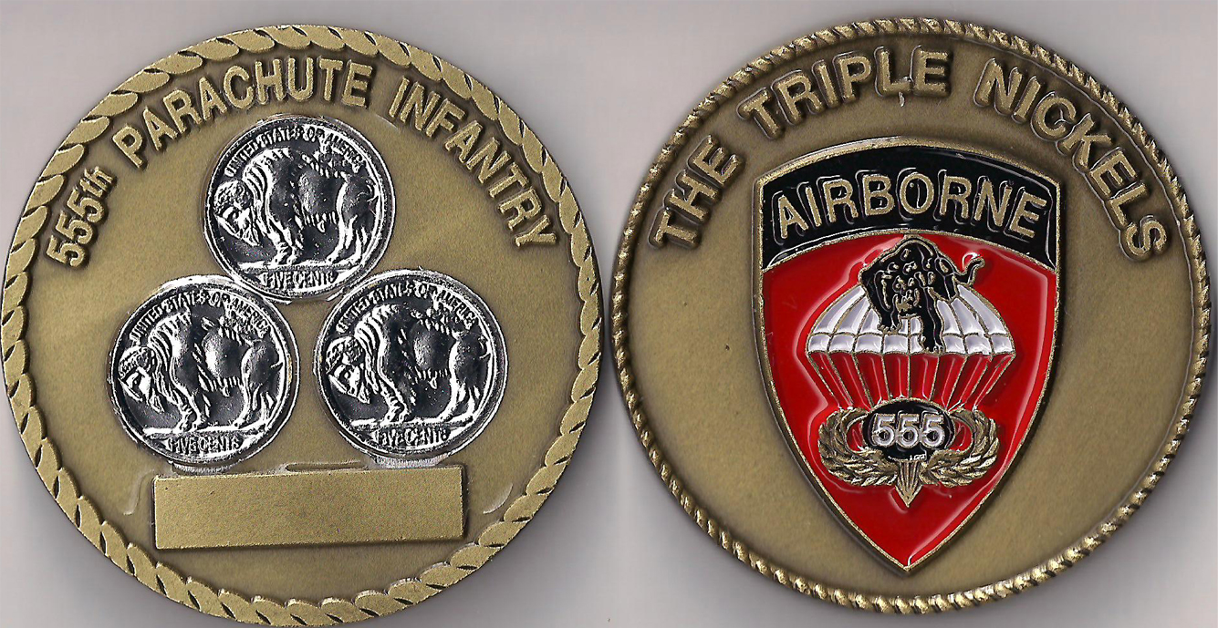 555th Parachute Infantry Triple Nickles Challenge Coin | North Bay Listings